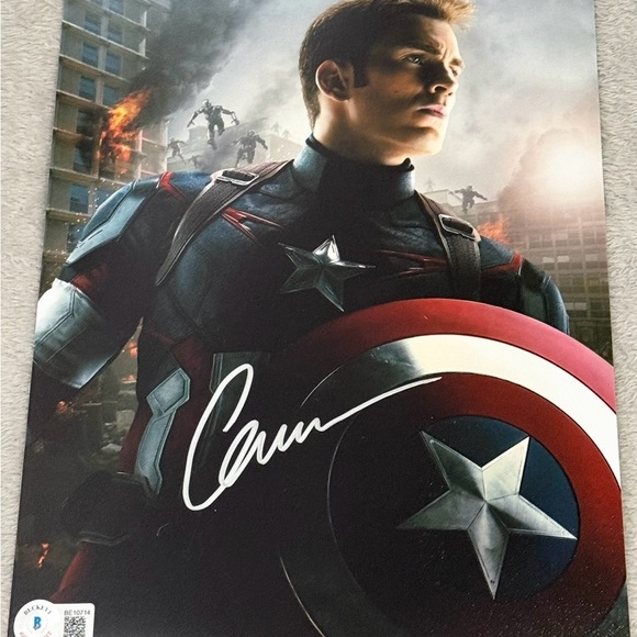 Autograph | Other | Chris Evans Signed Bas Coa 8x Captain America Photo ...